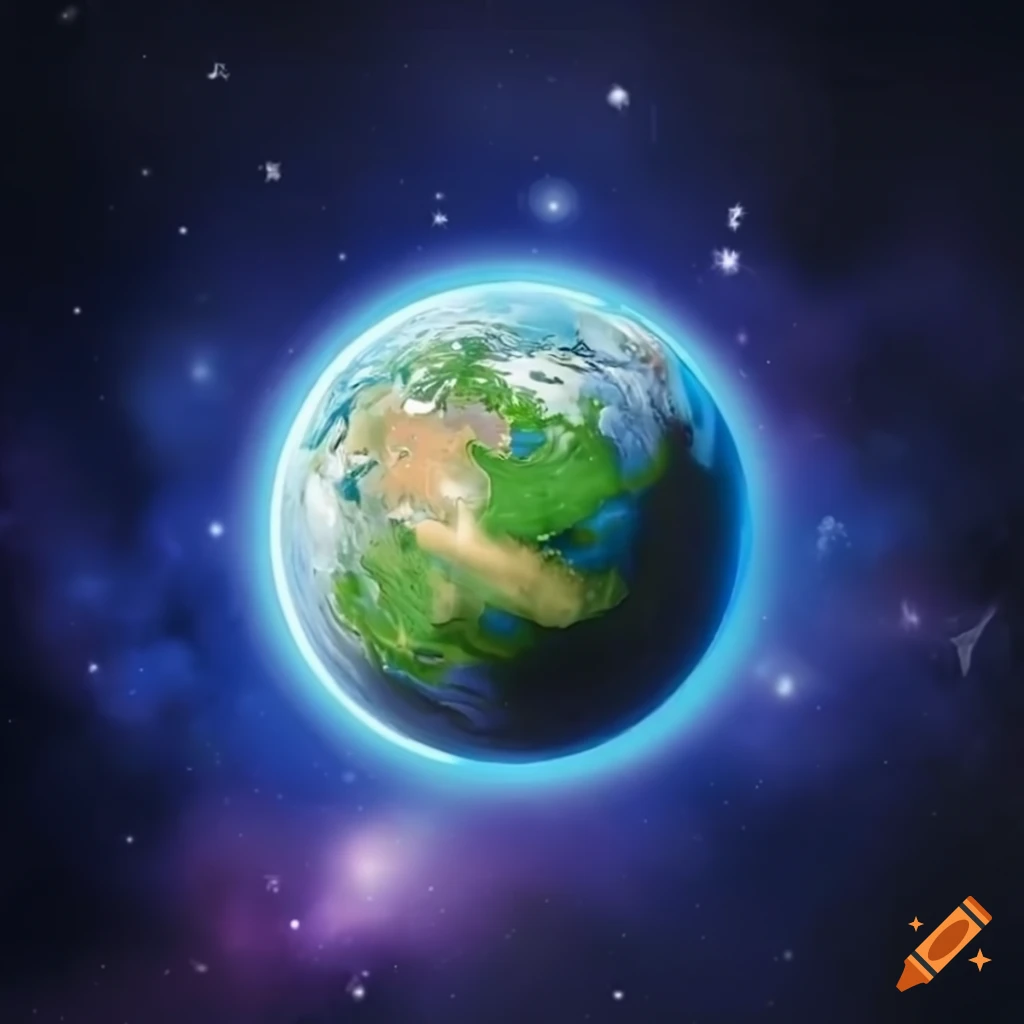 Cartoon illustration of the earth in space on Craiyon