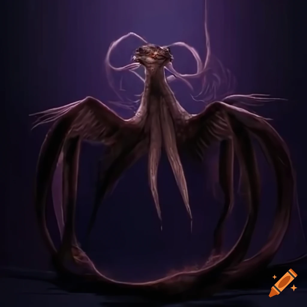 Digital artwork of a winged creature with cloth-like wings on Craiyon