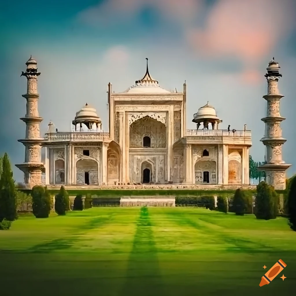 Beautiful view of the taj mahal on Craiyon