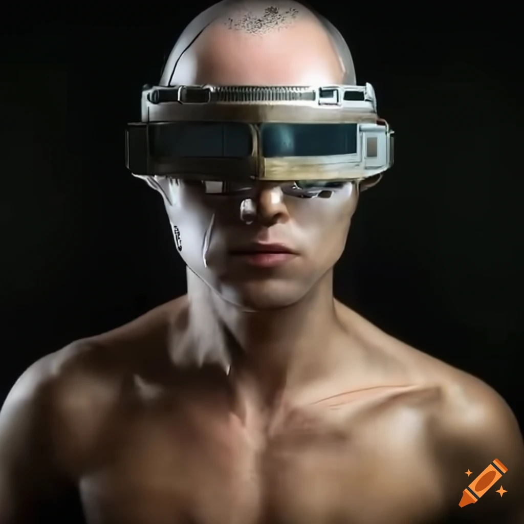 Cyborg man with a technological visor on Craiyon