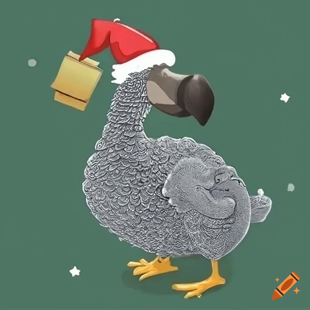 Happy dodo bird enjoying christmas