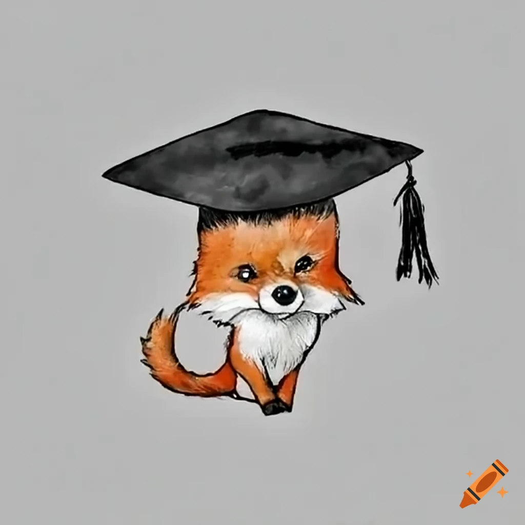 Smart fox wearing a graduation cap on Craiyon