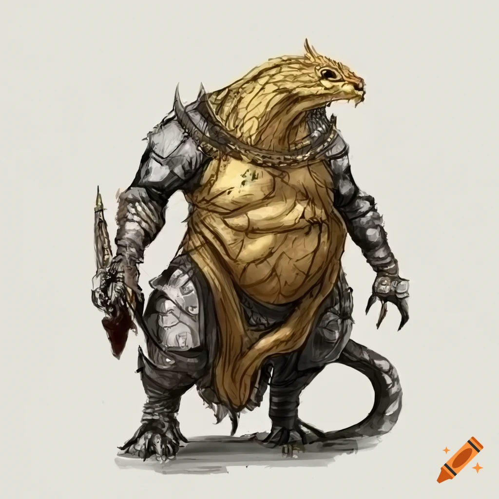 Image of a proud gold dragonborn with green eyes on Craiyon