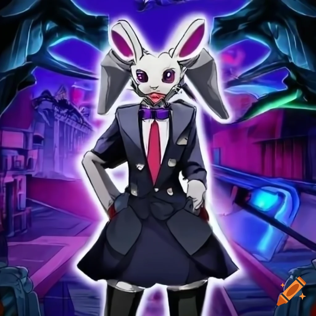 Image of a secret agent rabbit from yu-gi-oh!