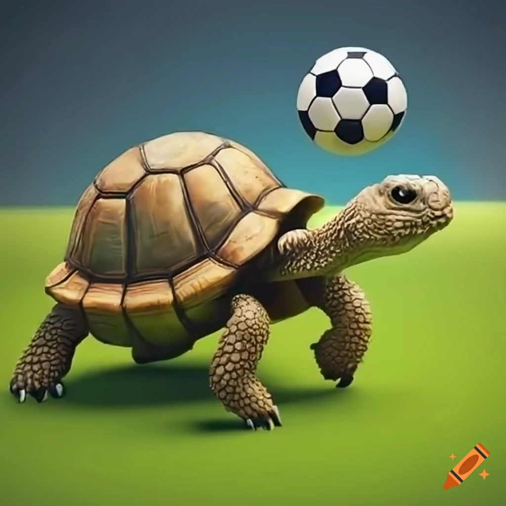 Tortoise playing soccer