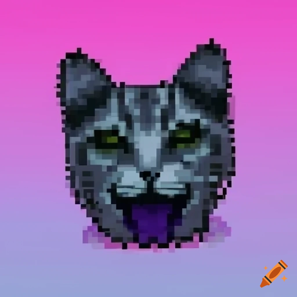 Symmetrical pixel art of a cat ghost on Craiyon