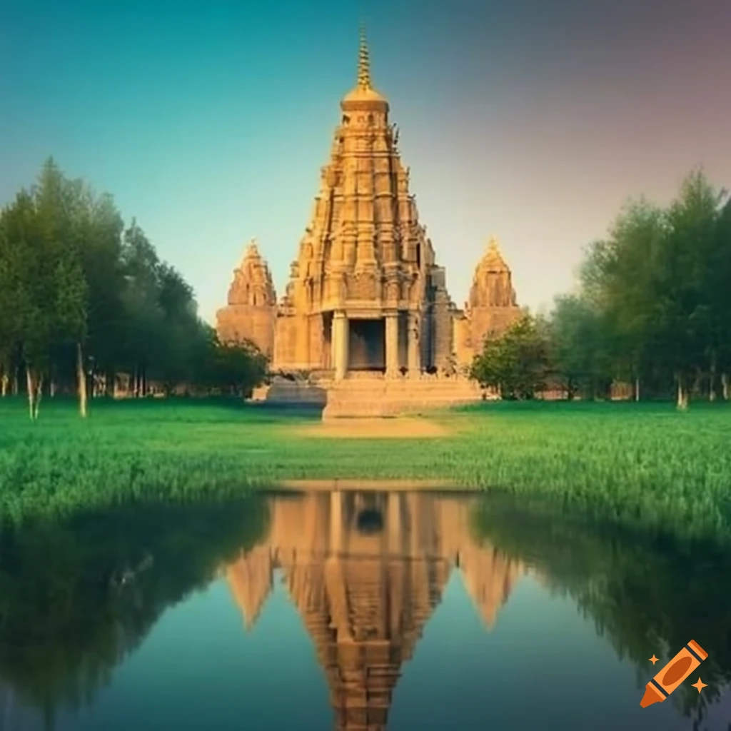 Impressive council temple in idyllic nature on Craiyon