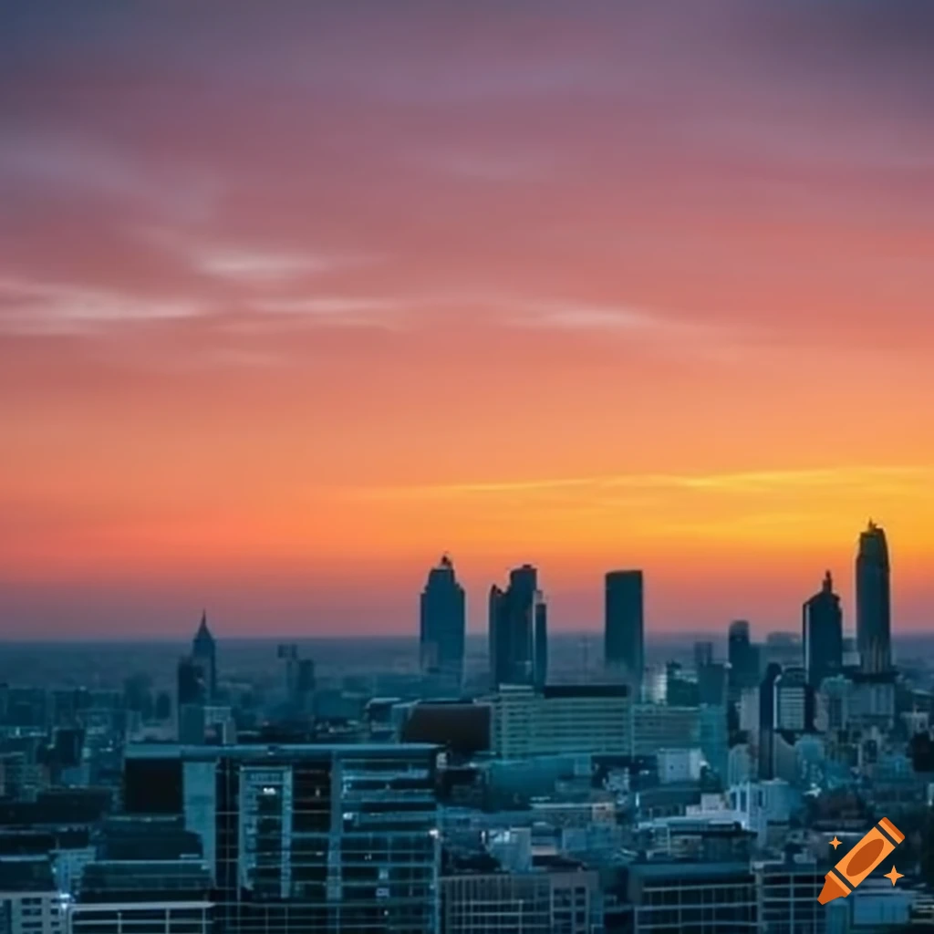 City at sunset on Craiyon