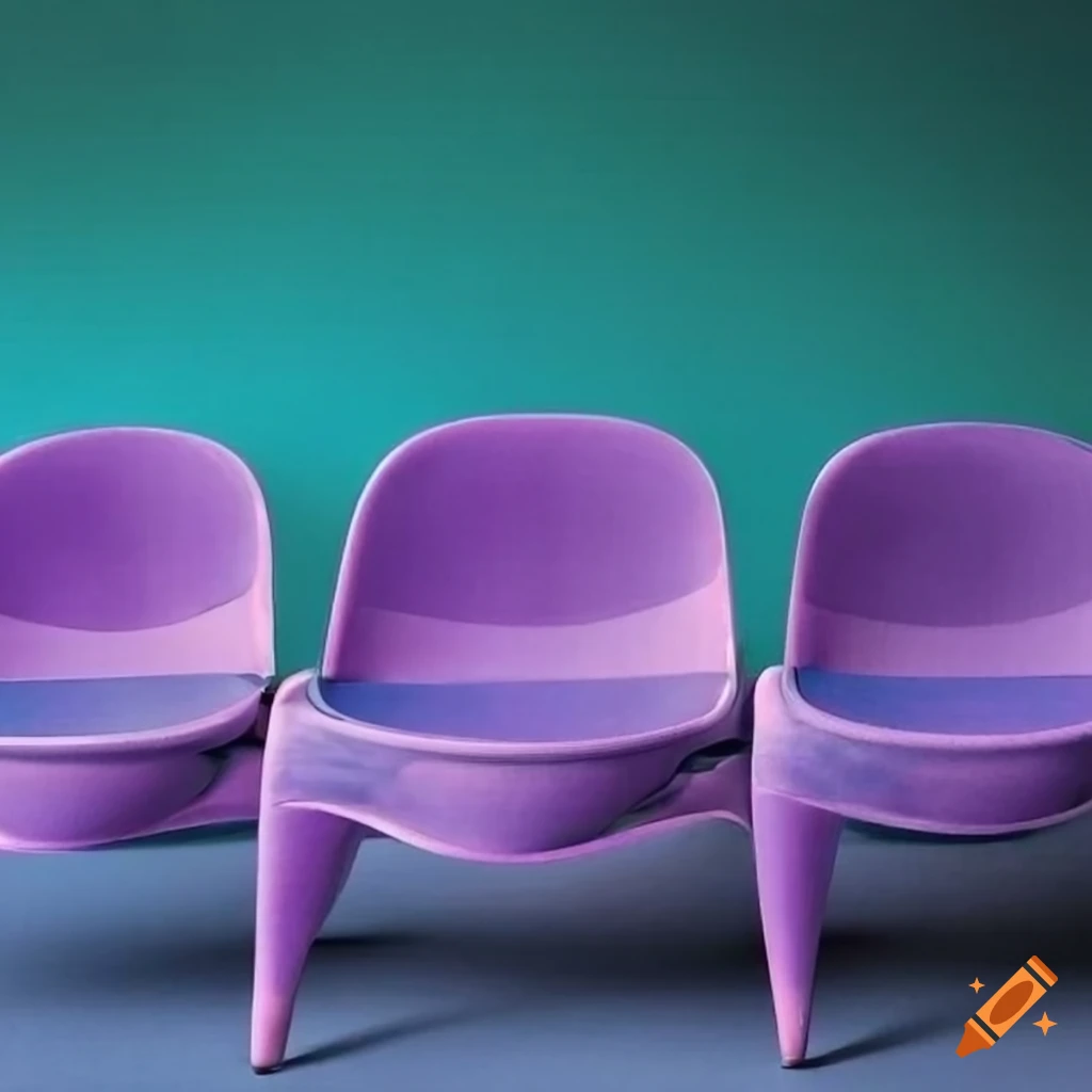 Colorful waiting chairs in an unusual setting on Craiyon