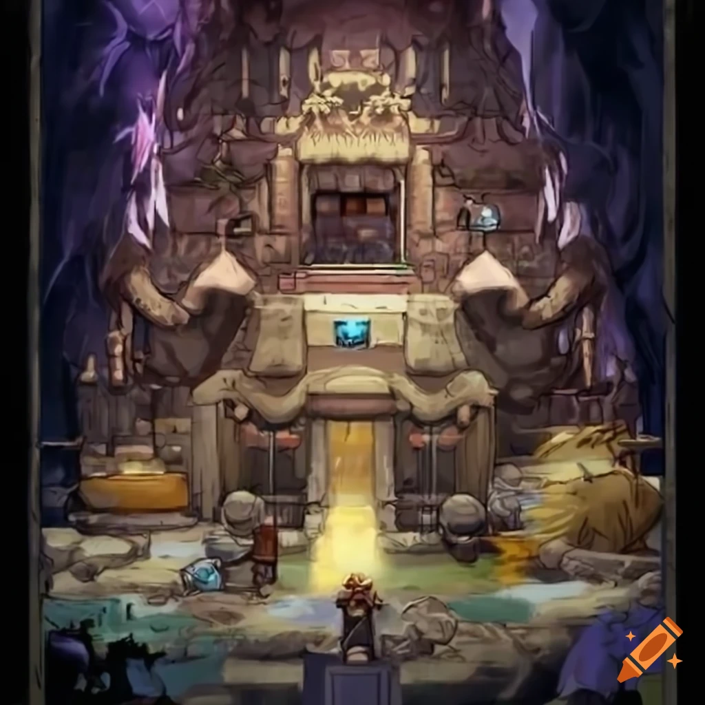 Title screen design for Merchant Re-Quest JRPG game on Craiyon