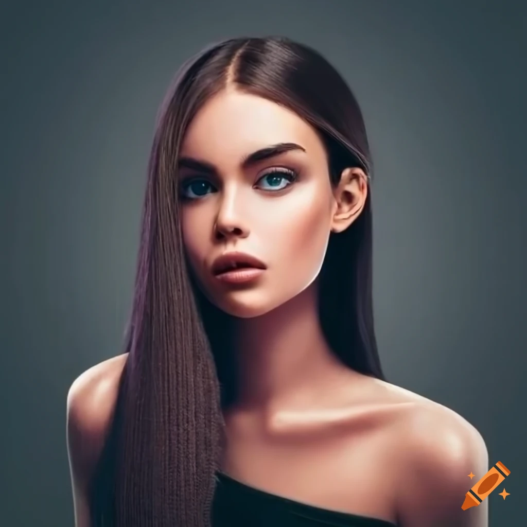 Portrait Of A Beautiful Young Woman With Brown Hair And Eyes On Craiyon
