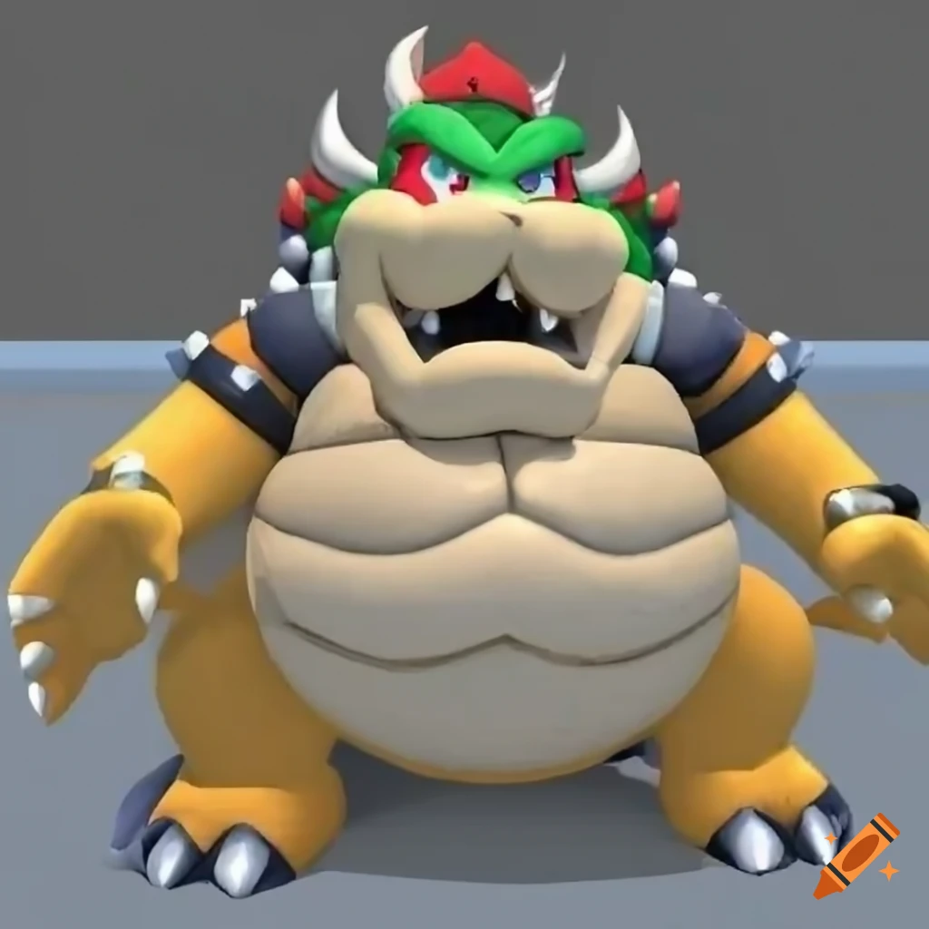 Funny image of bowser with a big belly on Craiyon