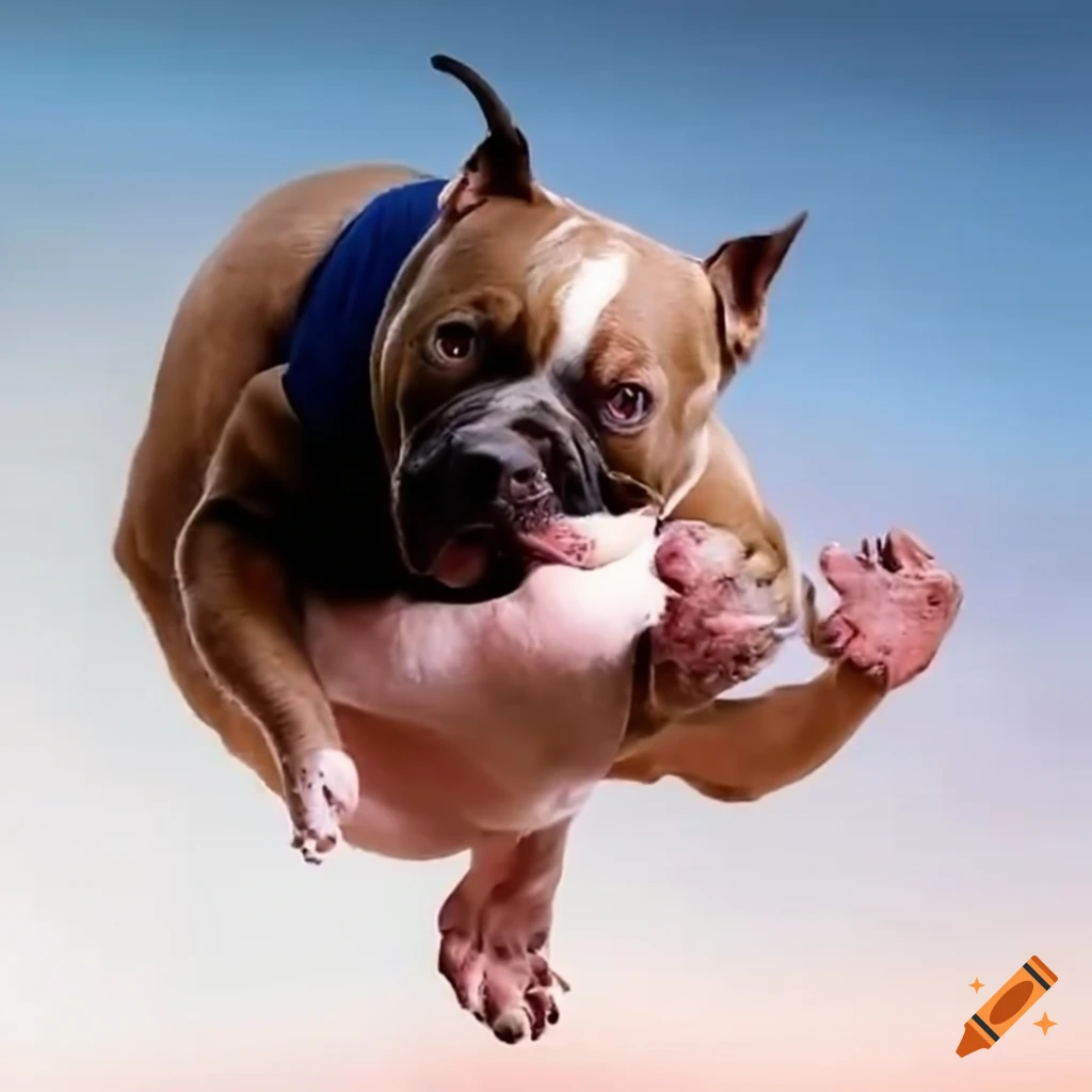 A pit bul dog with russian baby on Craiyon