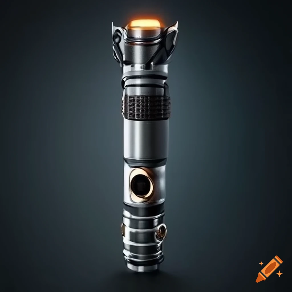 Sleek and elegant lightsaber hilt with gold and platinum accents on Craiyon