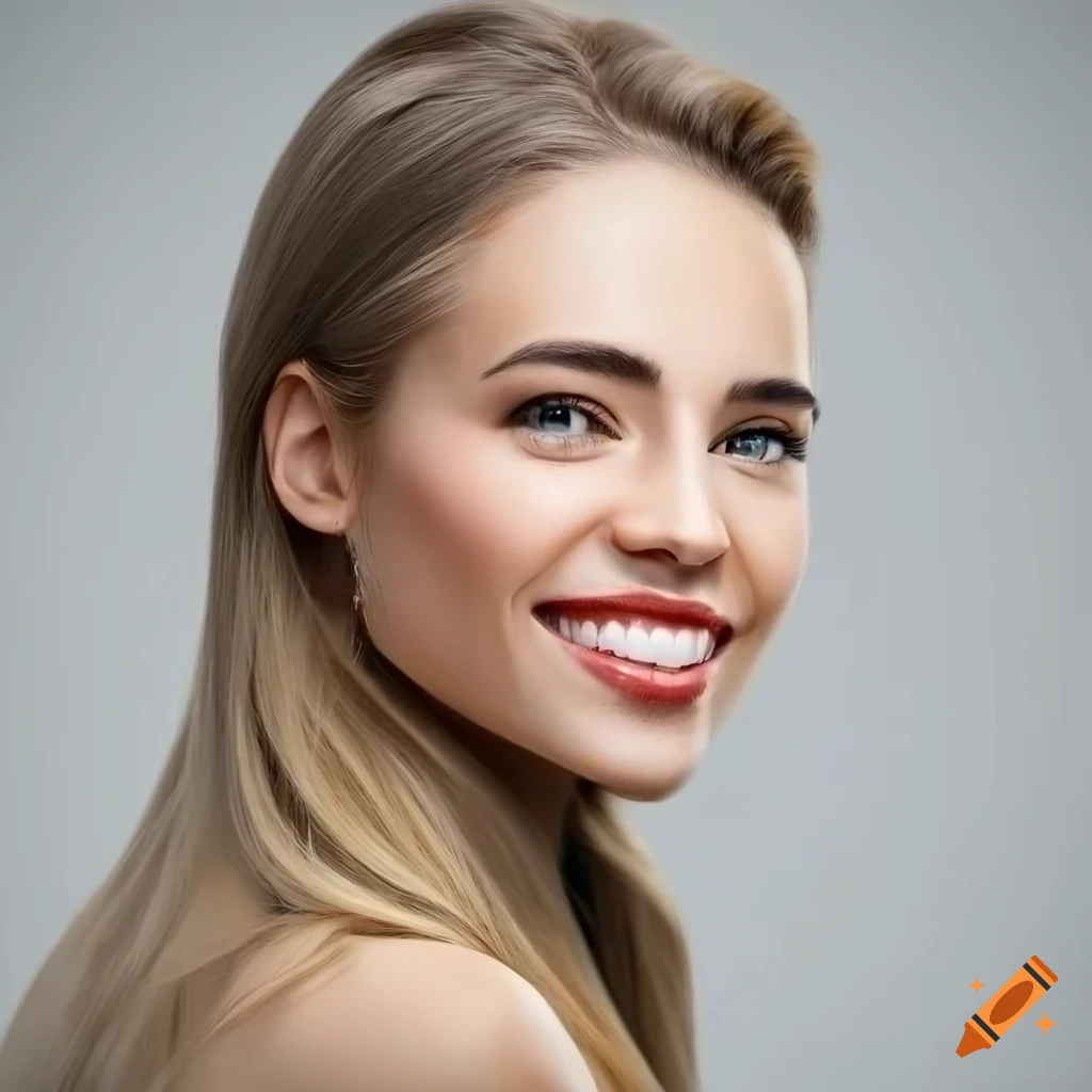 Portrait Of A Young Woman With Shoulder Length Blonde Hair On Craiyon