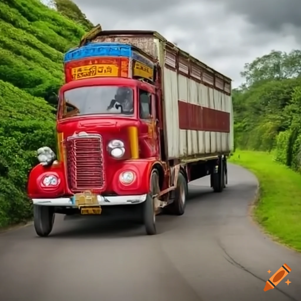 Tea transport lorry on the road on Craiyon