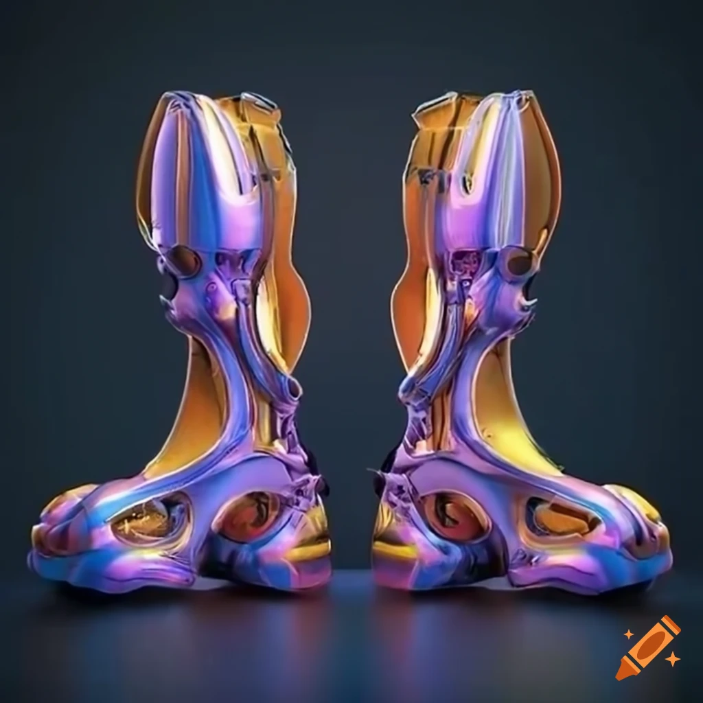 Surreal artwork of futuristic robotic boots on Craiyon