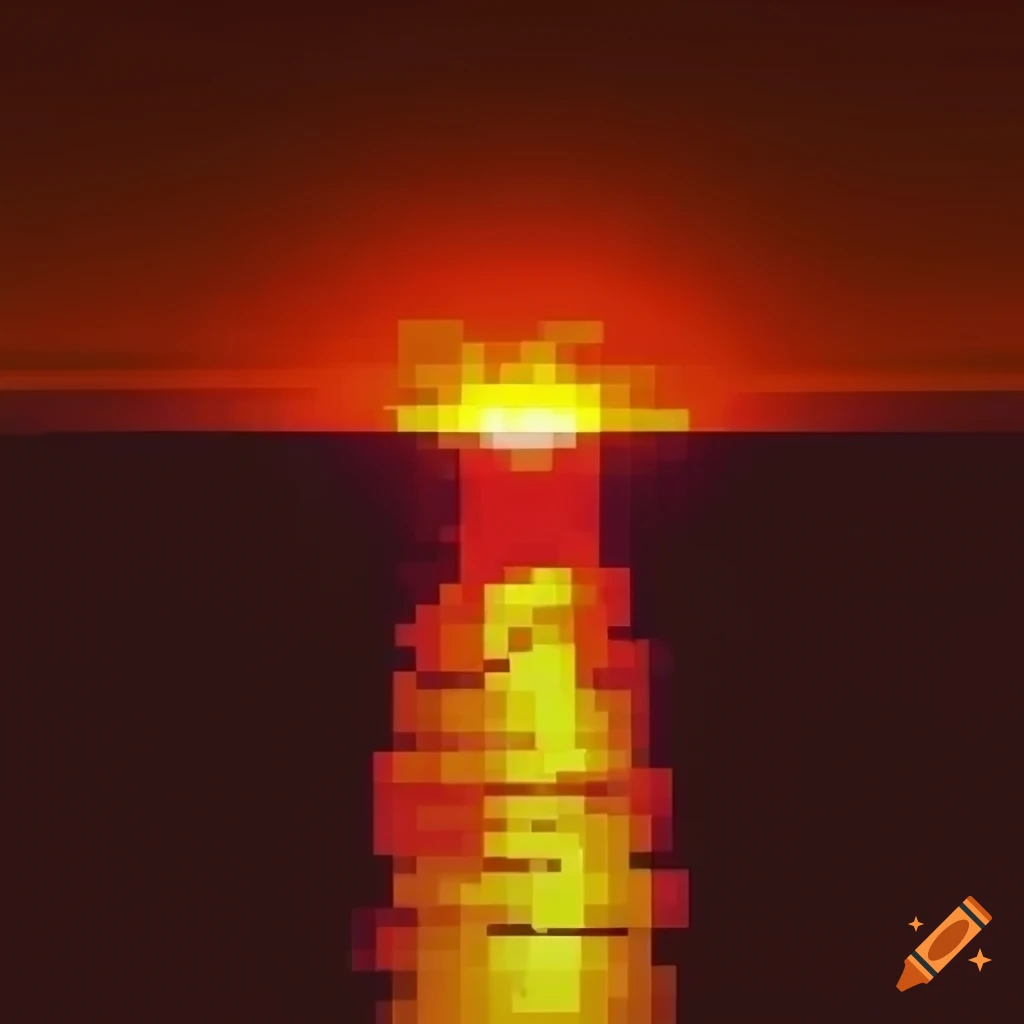 Pixelated sunset captured with a vintage camera on Craiyon