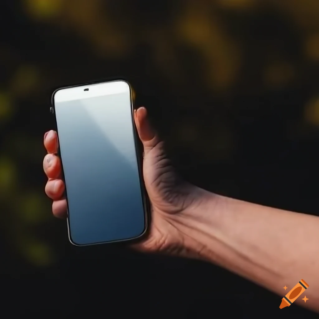 Hand holding a smartphone on Craiyon