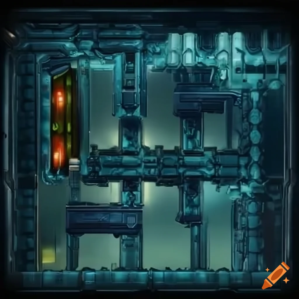 Realistic industrial tiles from metroid dread game on Craiyon