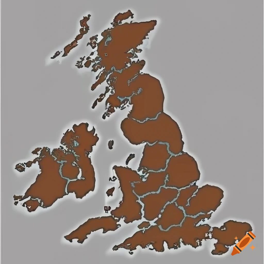 Uk map with brown color scheme on Craiyon