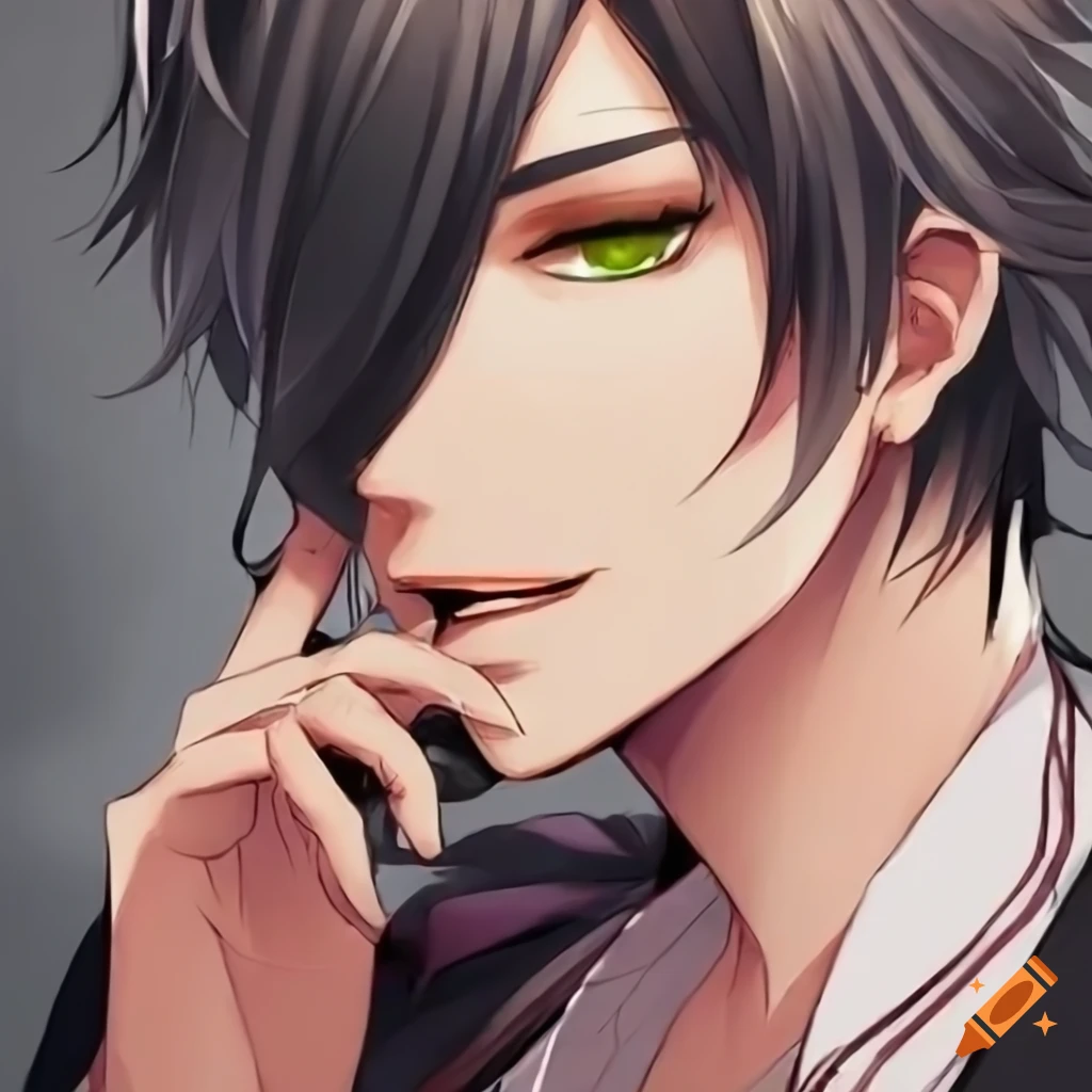 Handsome anime boy with black hair