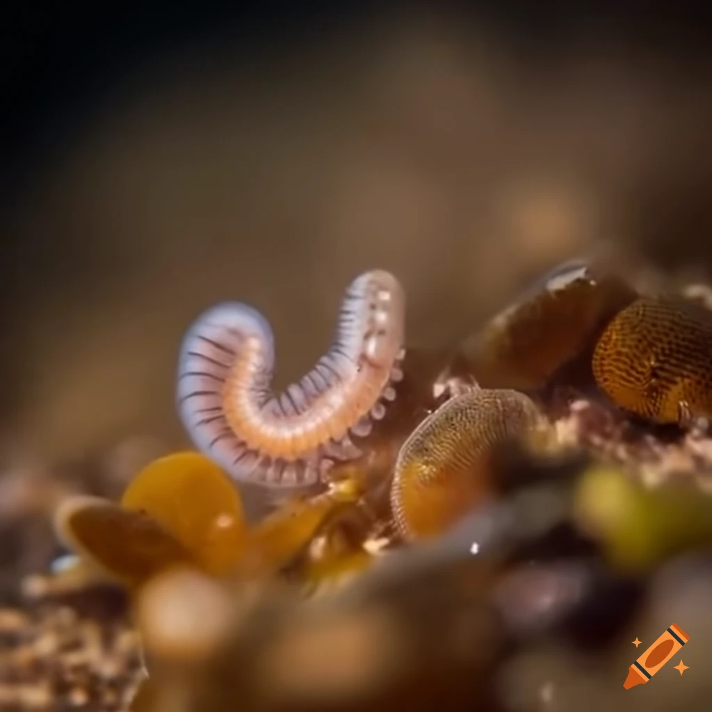 Close-up of a hairy underwater worm