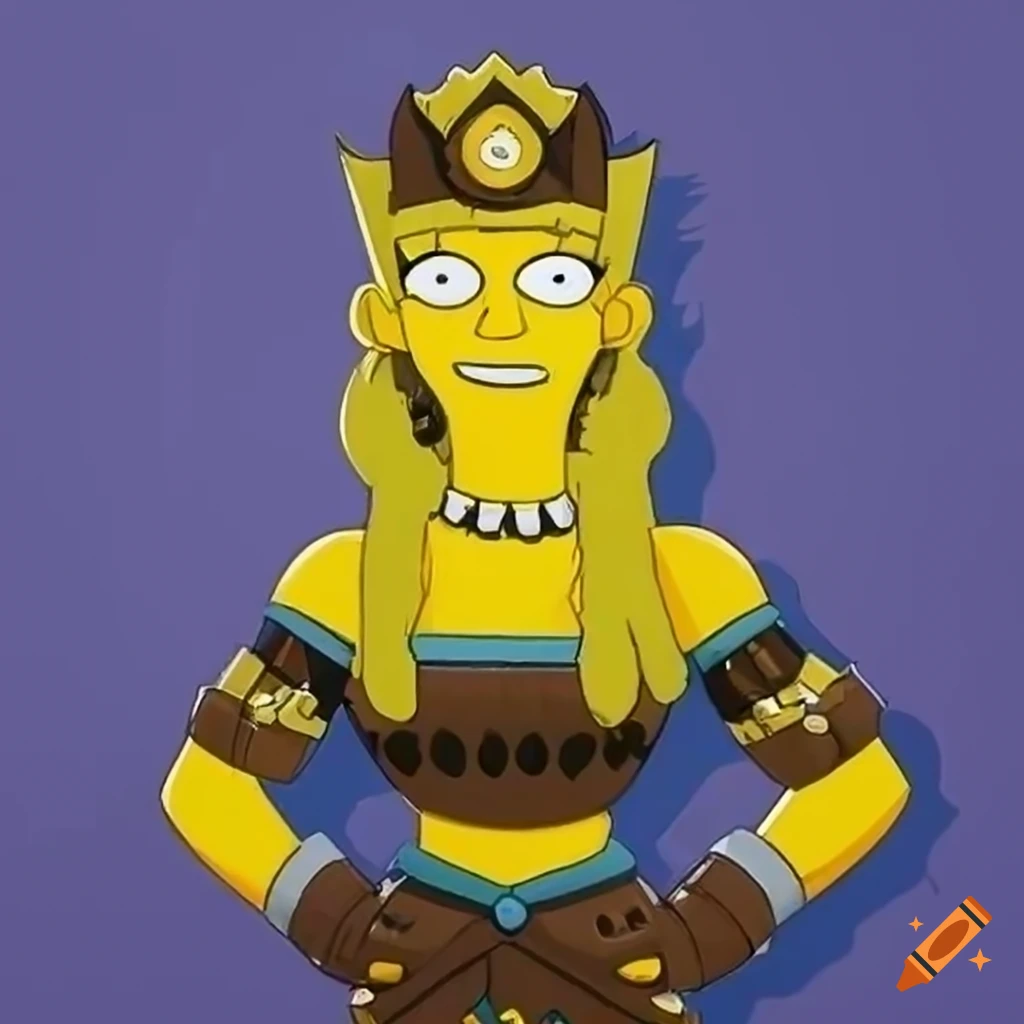 Barbarian queen in matt groening simpsons art style on Craiyon