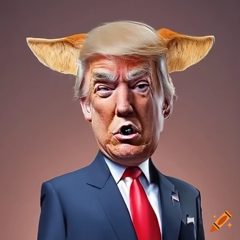 Satirical image of Donald Trump with dog ears on Craiyon