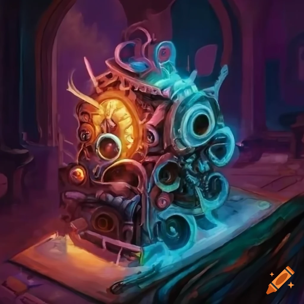 Multicolored mechanical machine artwork on Craiyon