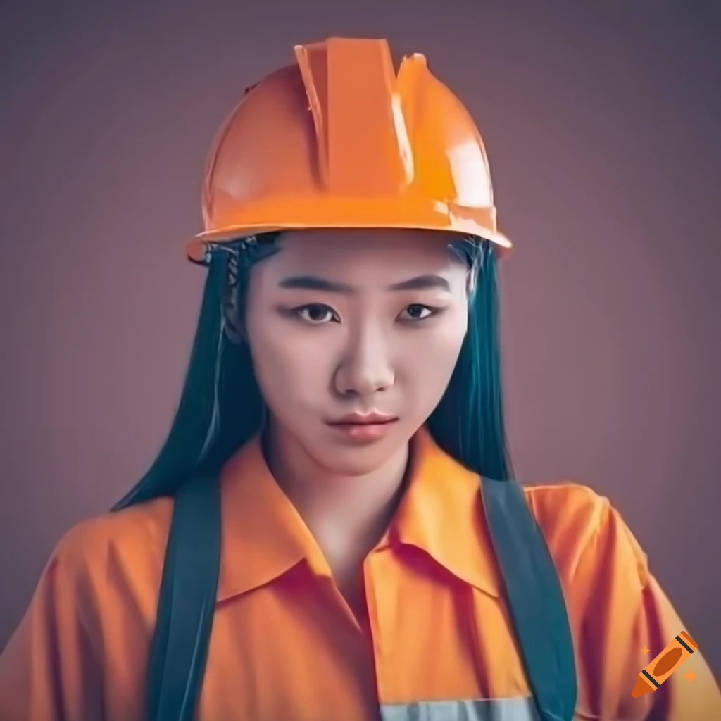 Portrait of strong asian woman in engineer's uniform on Craiyon