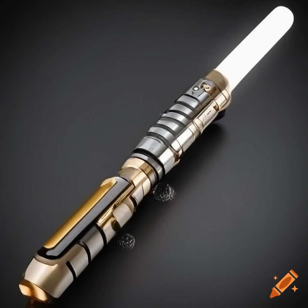 High-resolution lightsabers with gold and silver etchings on Craiyon