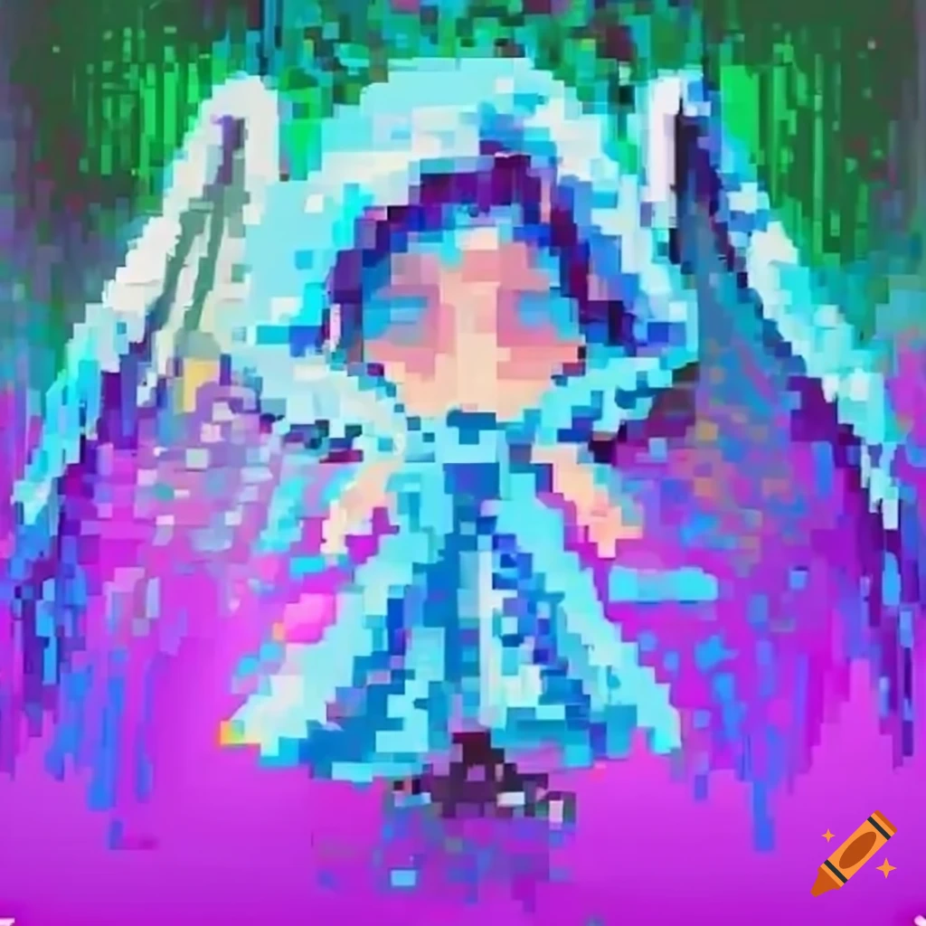 Pixel art of an ice angel