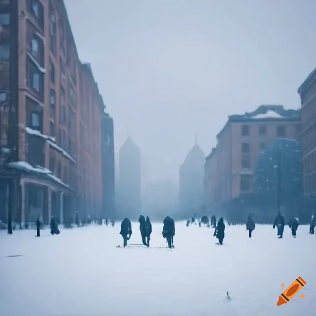 Elderly russian people standing in line in the winter on Craiyon