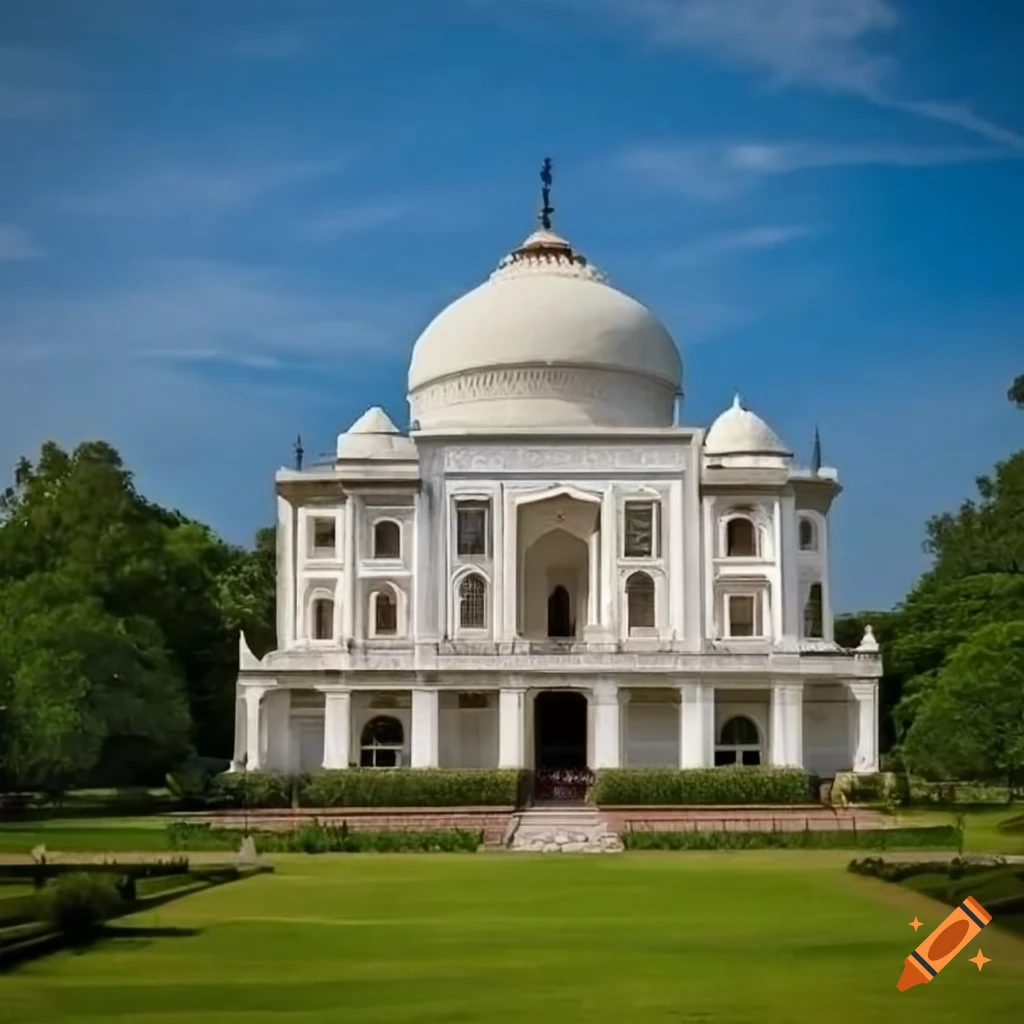 Frontal elevation of a mughal mahal white house whitemarsh lynnewood ...