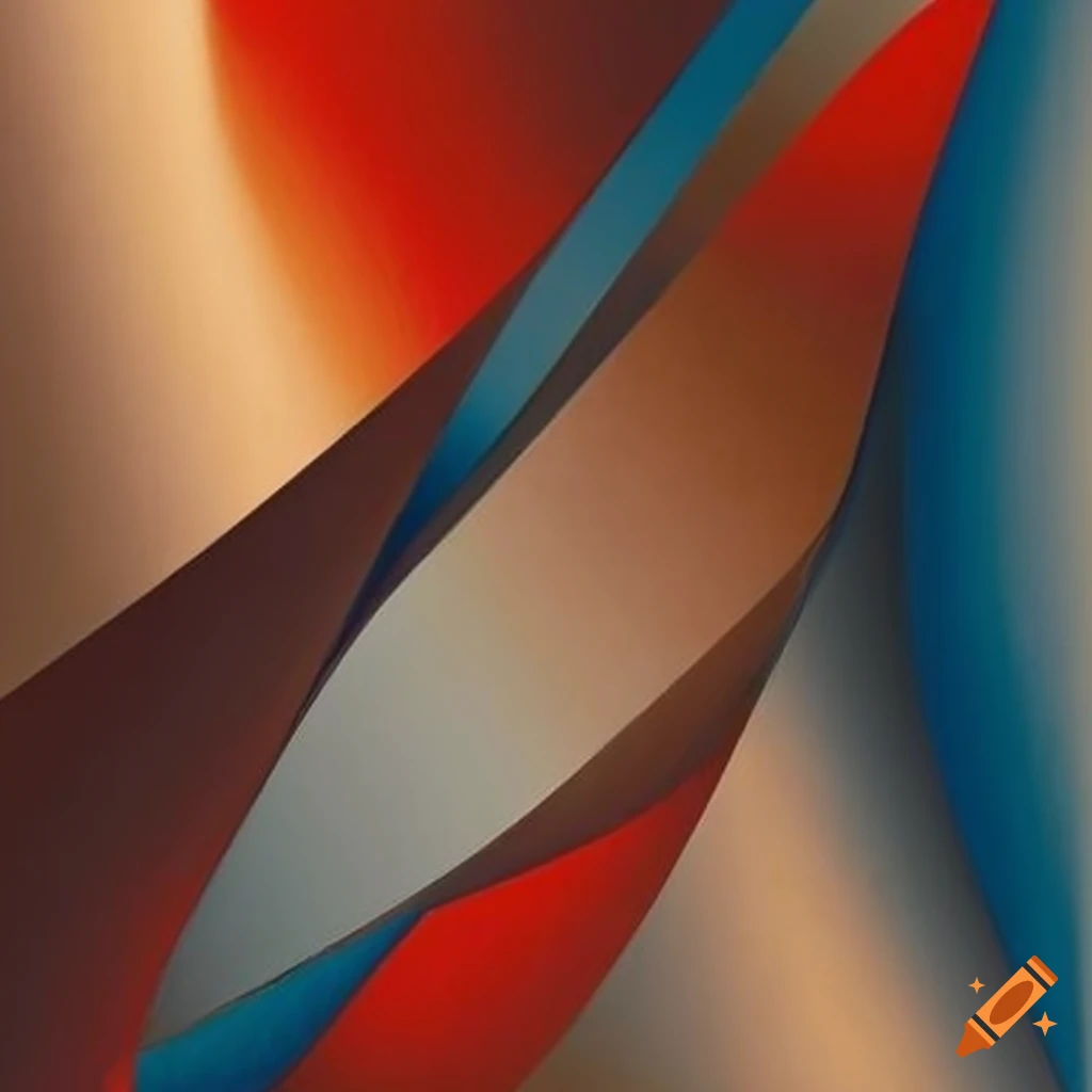 Abstract composition with red, tan, grey, brown, and blue on Craiyon