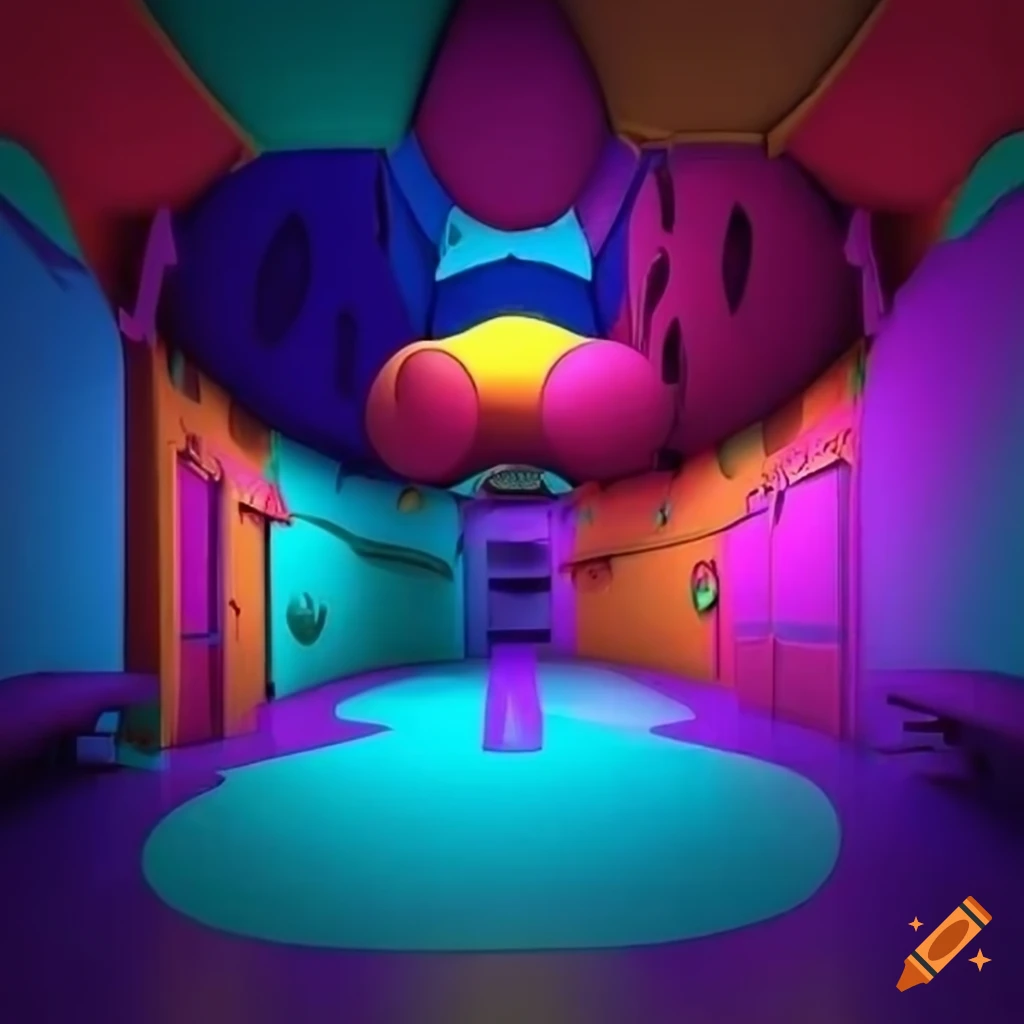 Colorful surreal 3d room on Craiyon
