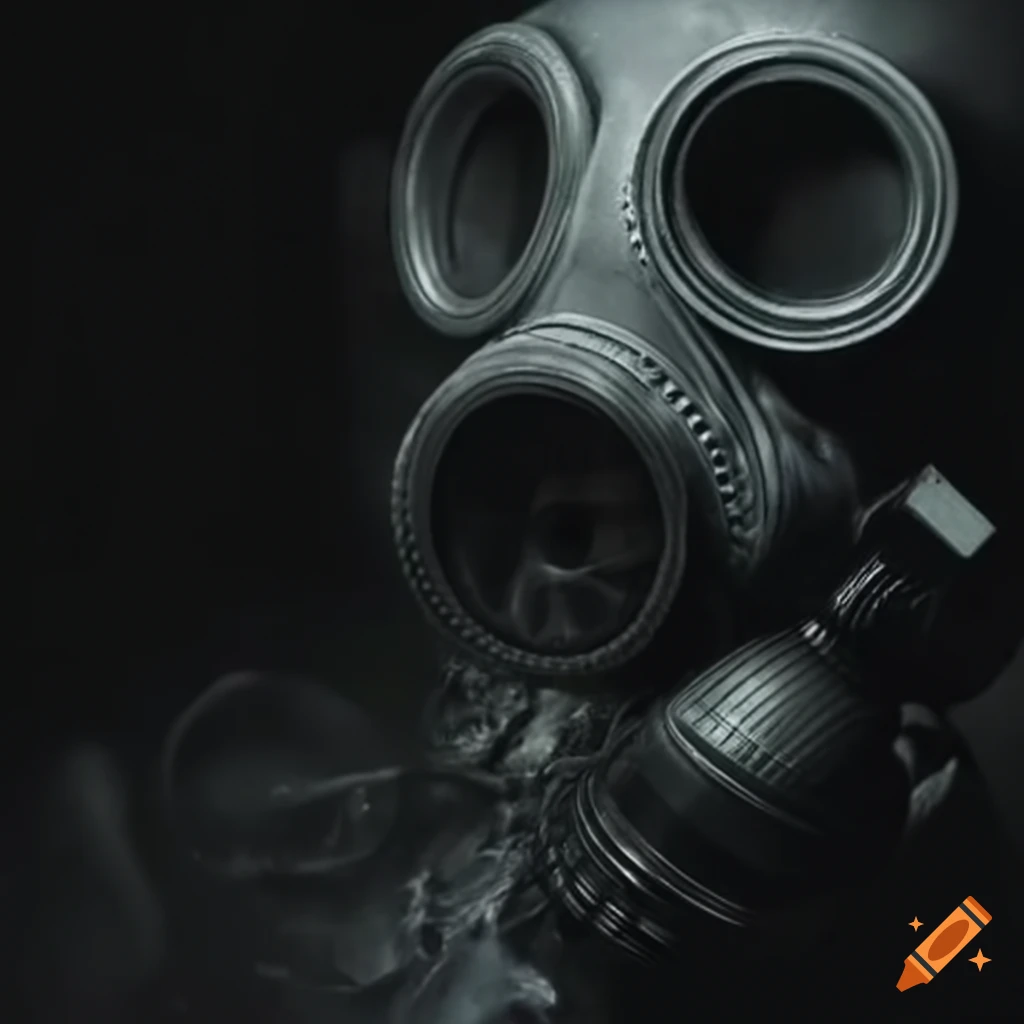 Dark art of a gas mask-wearing octopus in a laboratory on Craiyon