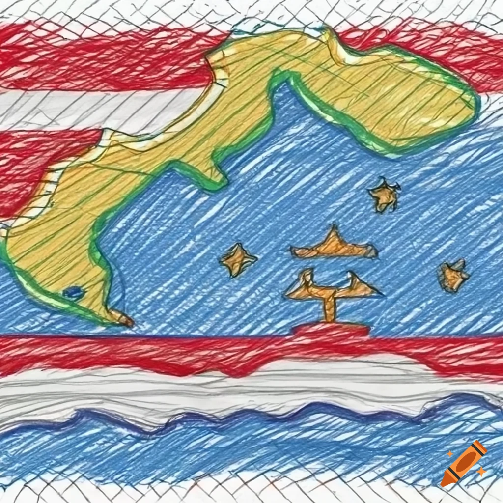 Flat illustration of the flag of atlantis on Craiyon