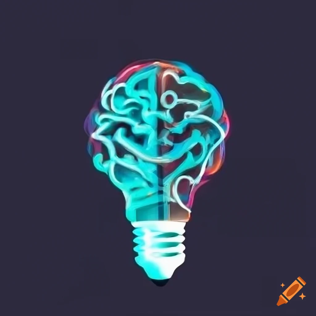Japanese light bulb logo with a mind inside