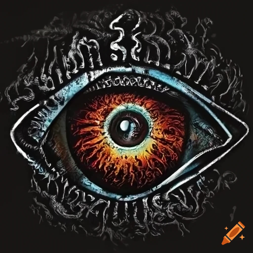 Heavy metal psychedelic logo with an eye