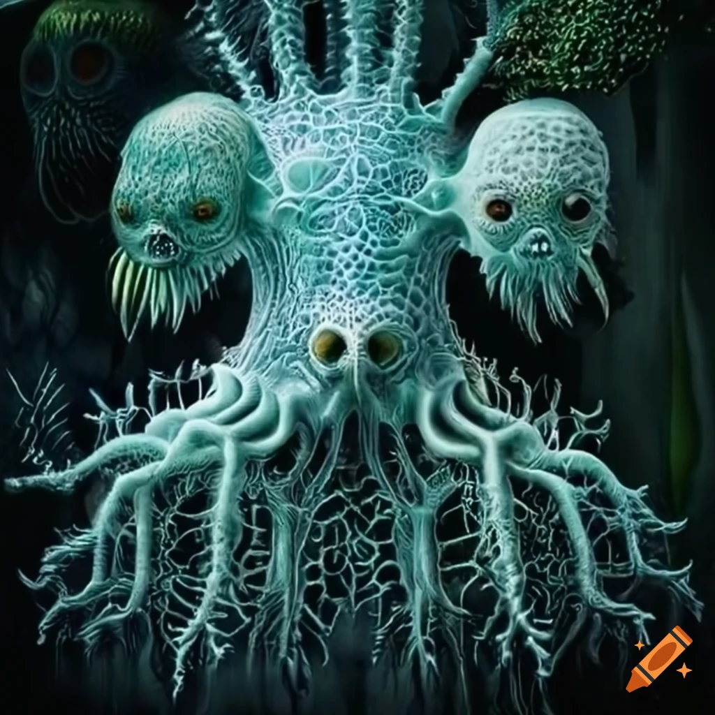 Haeckel forest with weird and mysterious creatures on Craiyon