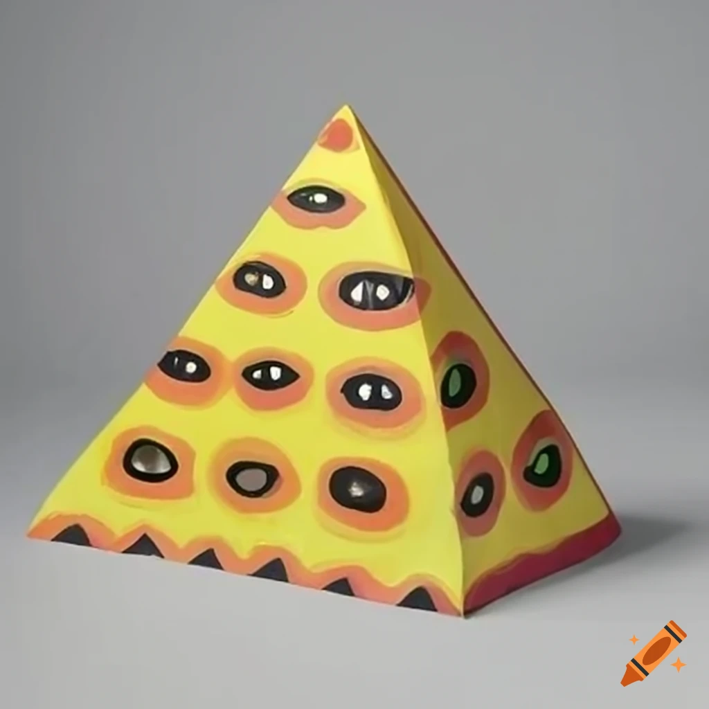 Yellow pyramid with a top hat in space on Craiyon