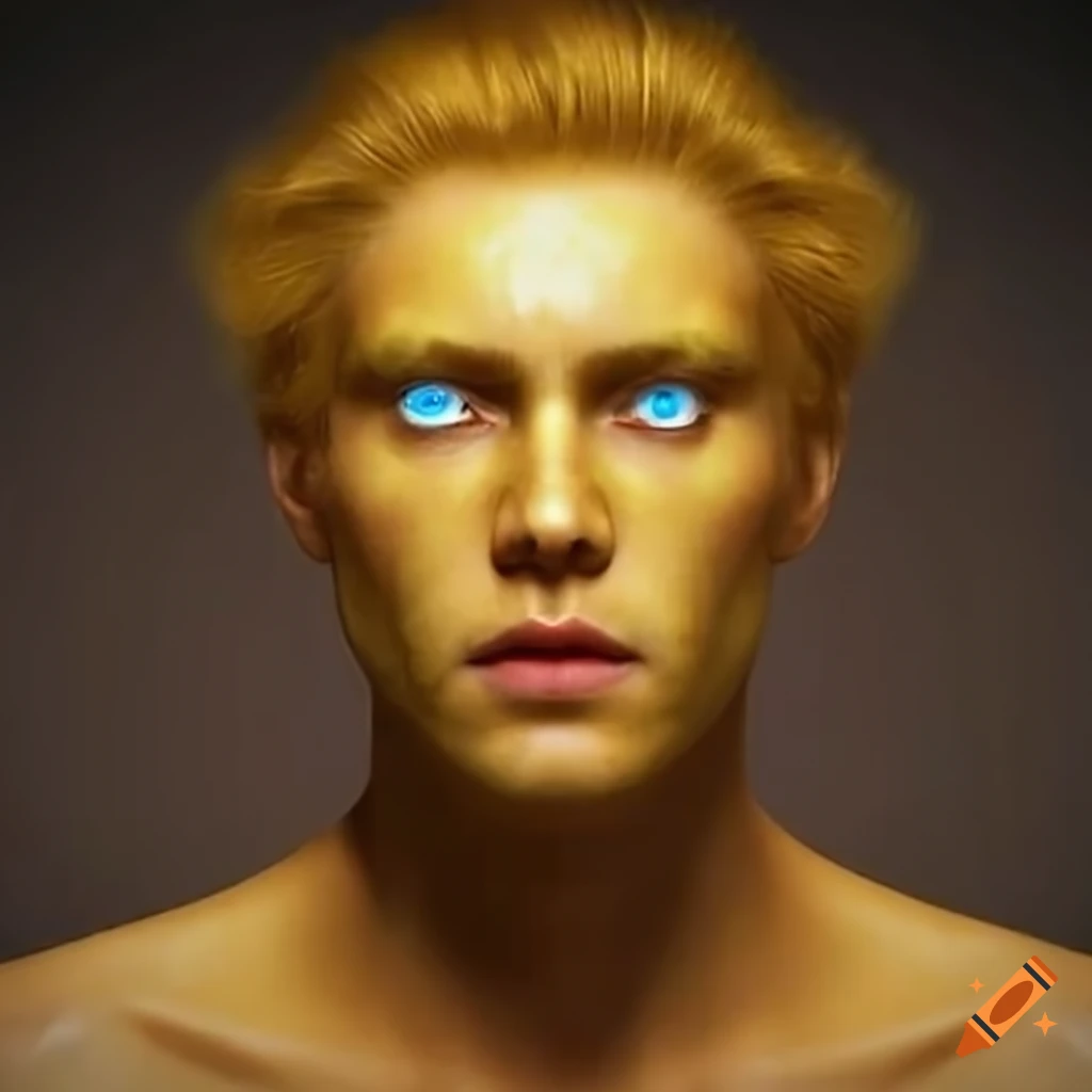 Portrait of a heroic man with golden features