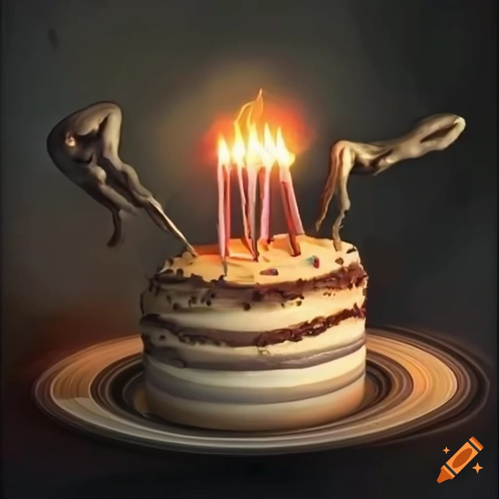 Artwork of Saturn devouring a cake on Craiyon