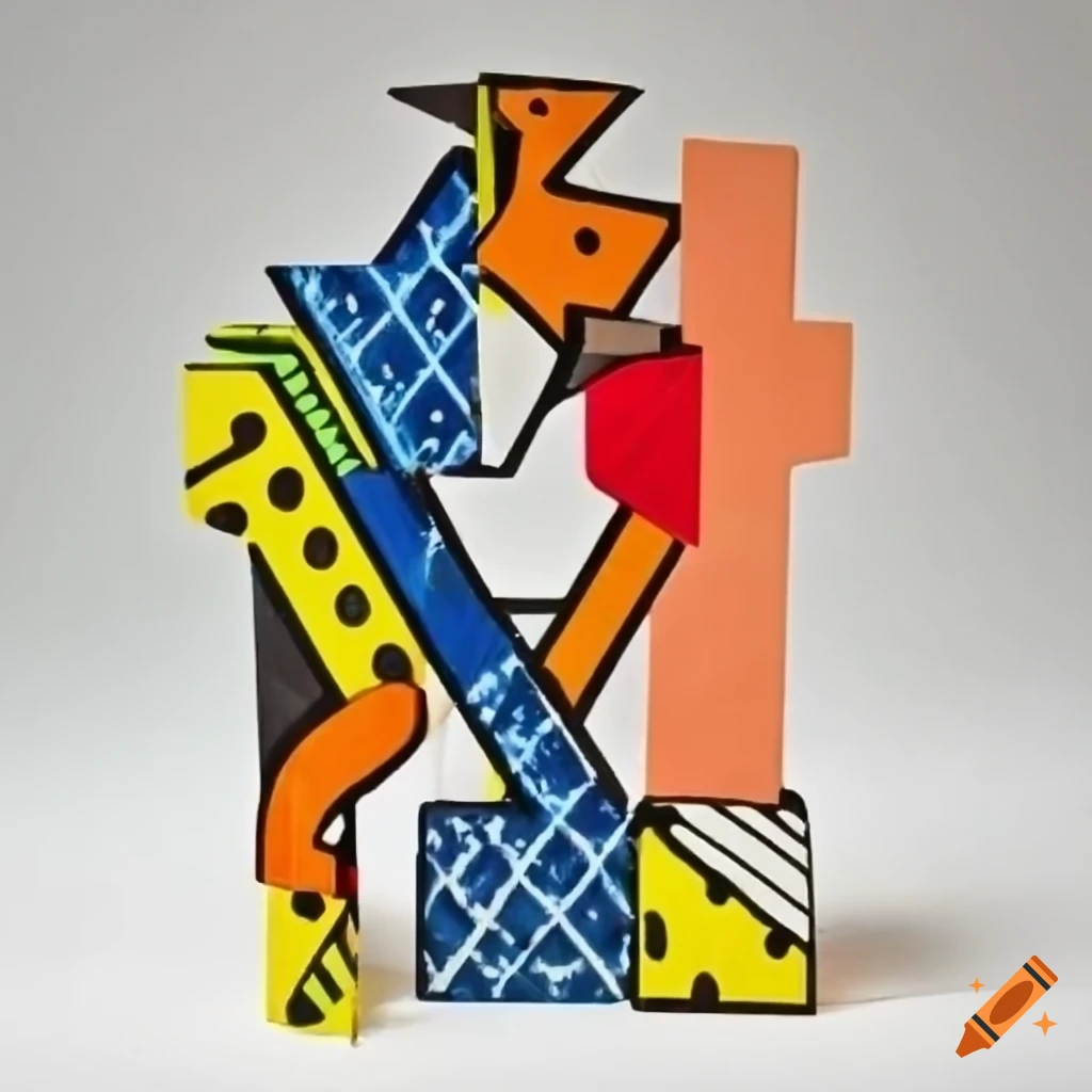 Abstract artwork of a yellow pyramid with one eye and top hat in space ...