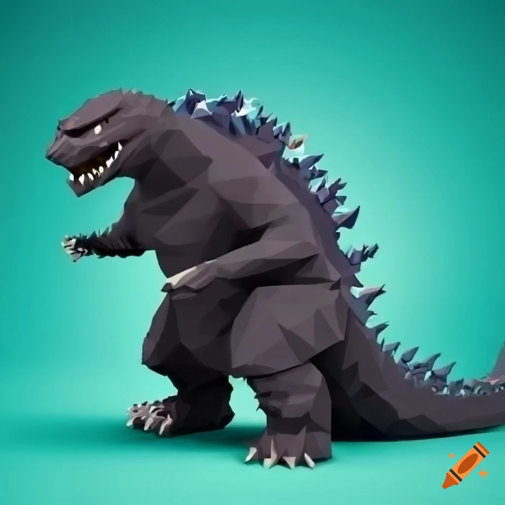 Low poly artwork of godzilla and king kong fighting on Craiyon