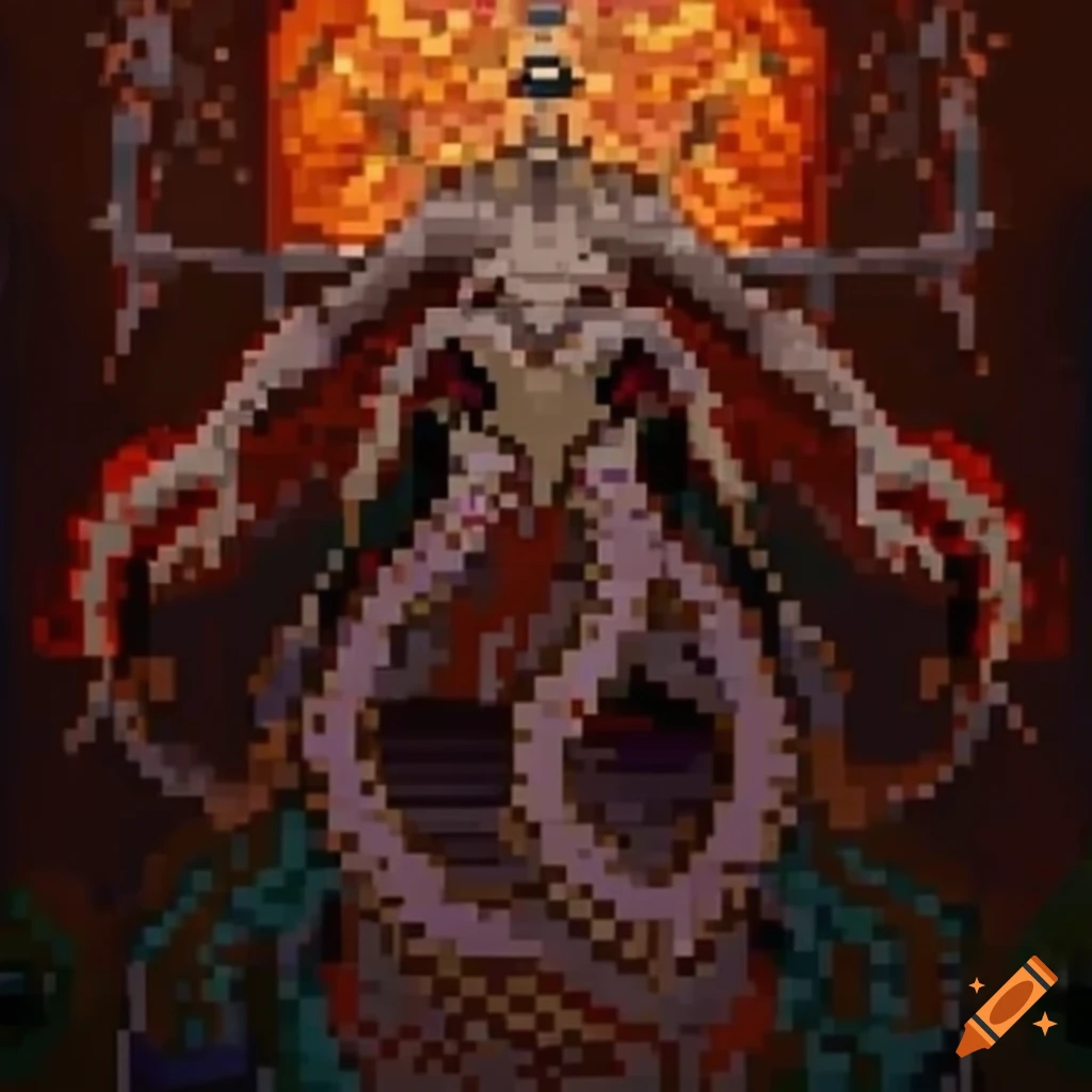 Pixel art demon character on Craiyon