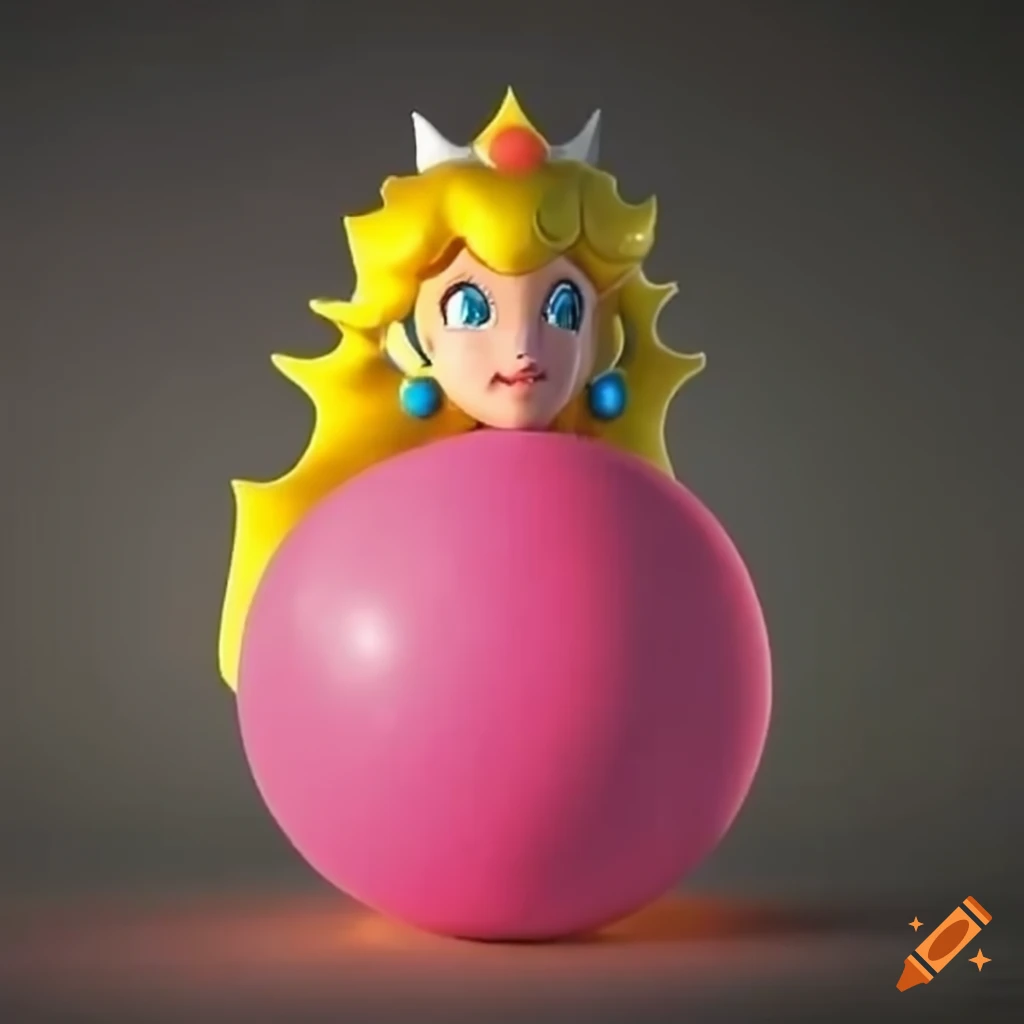 Image of princess peach trapped in a giant rubber ball on Craiyon