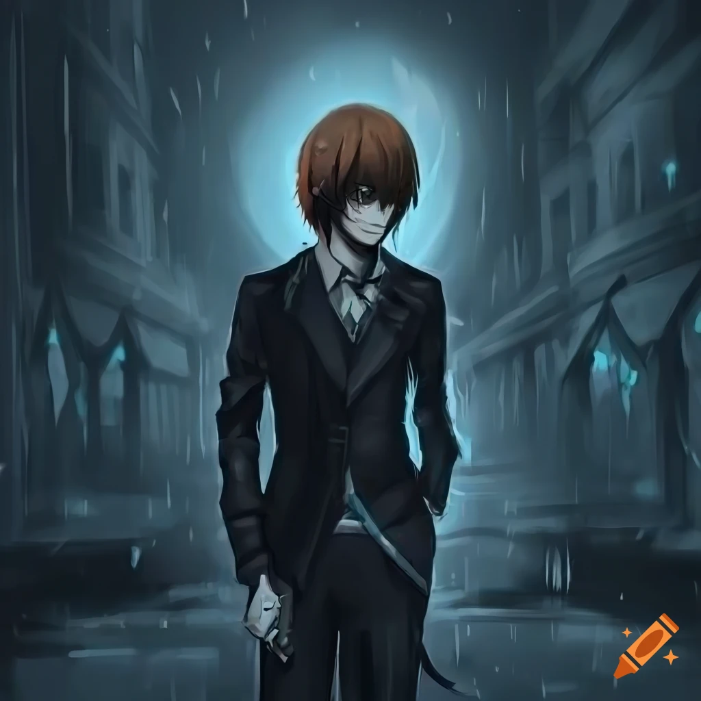 Detailed depiction of light yagami in gothic outfit on Craiyon